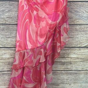 Xcite Prom | Dresses | Pink Asymmetrical Ruffle Strapless Silk Dress ...